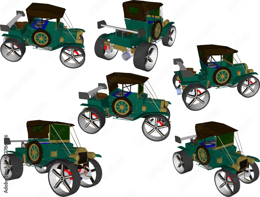 Vector sketch illustration of vintage classic old car design for the ...