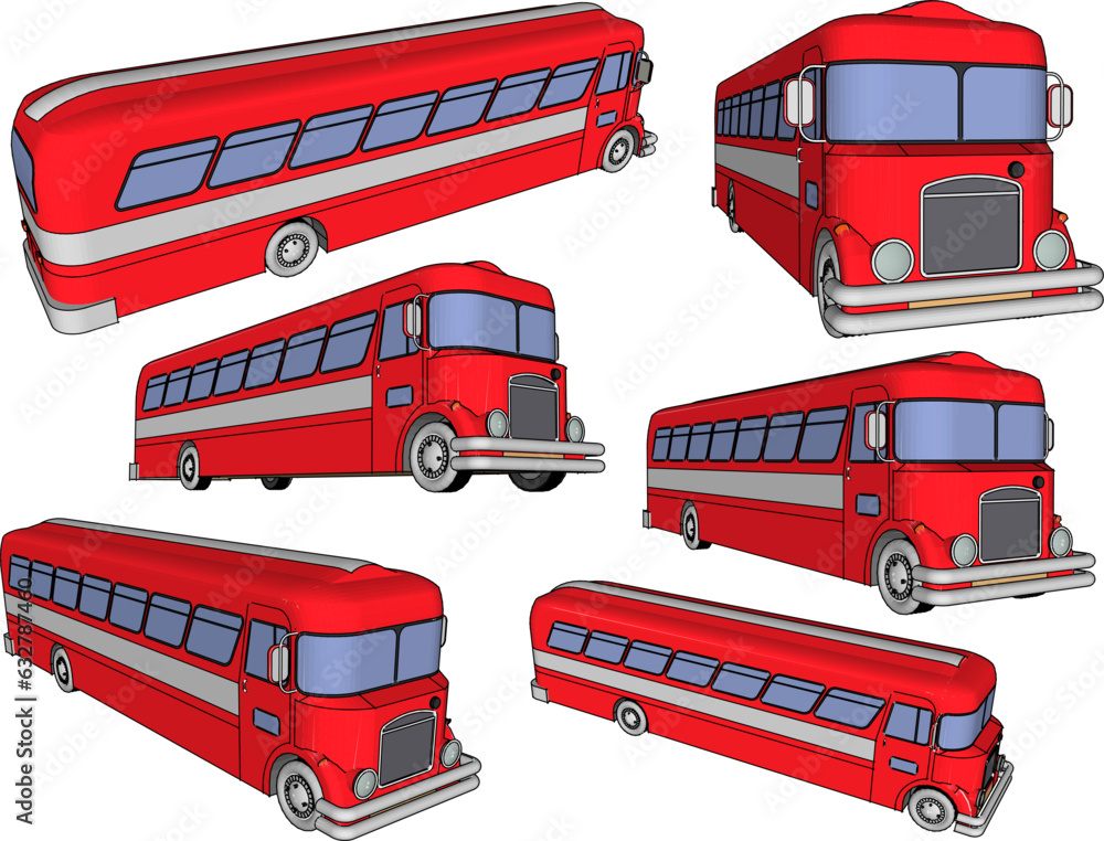 Vector sketch of long bus transportation car design illustration for ...