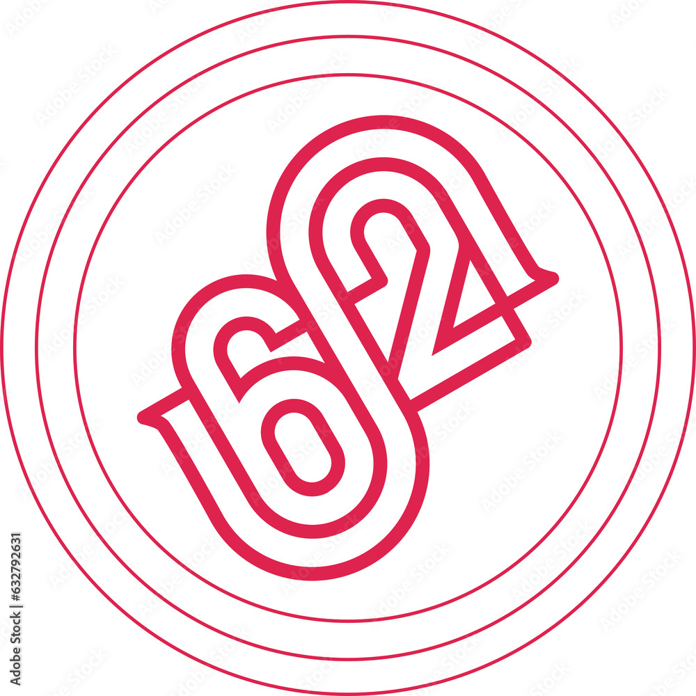 the logo consists of the letter S and number 62 combined. Outline and ...