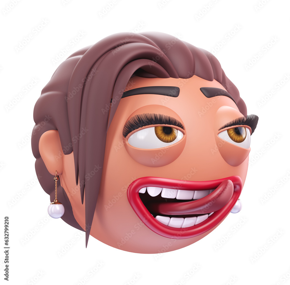 Emoji face savoring food of glamour woman. Cartoon smiley on ...