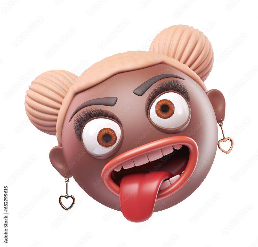 Emoji zany face of glamour black african american woman. Cartoon smiley ...
