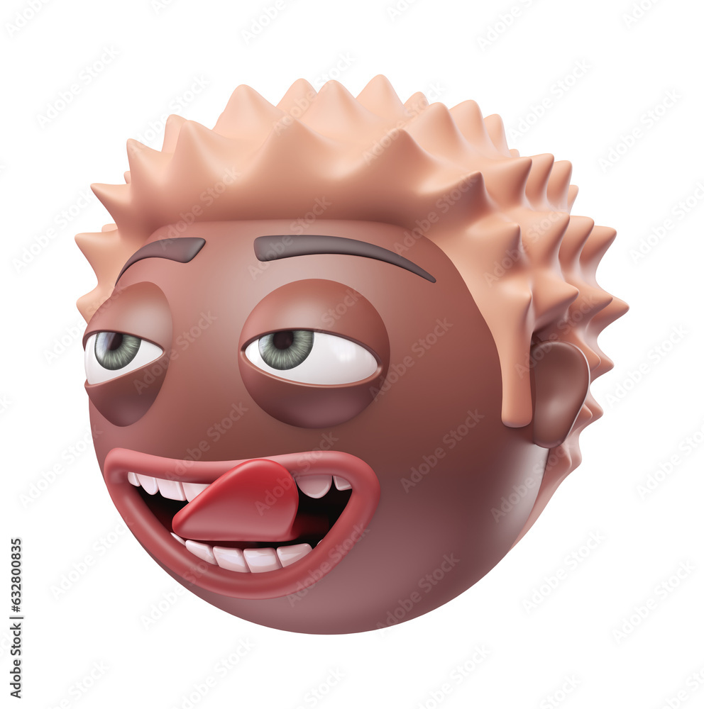 Emoji face savoring food of funny black african american man. Cartoon ...