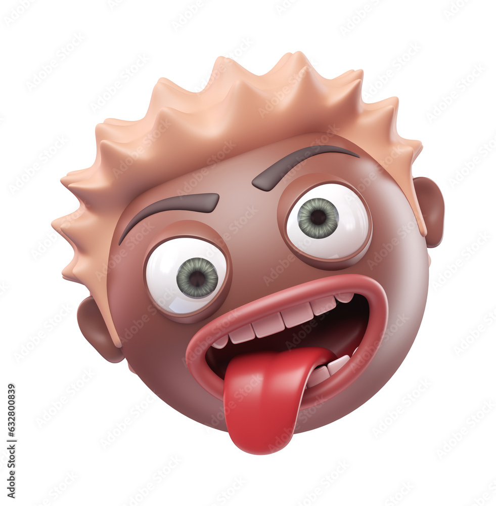 Emoji zany face of funny black african american man. Cartoon smiley on ...