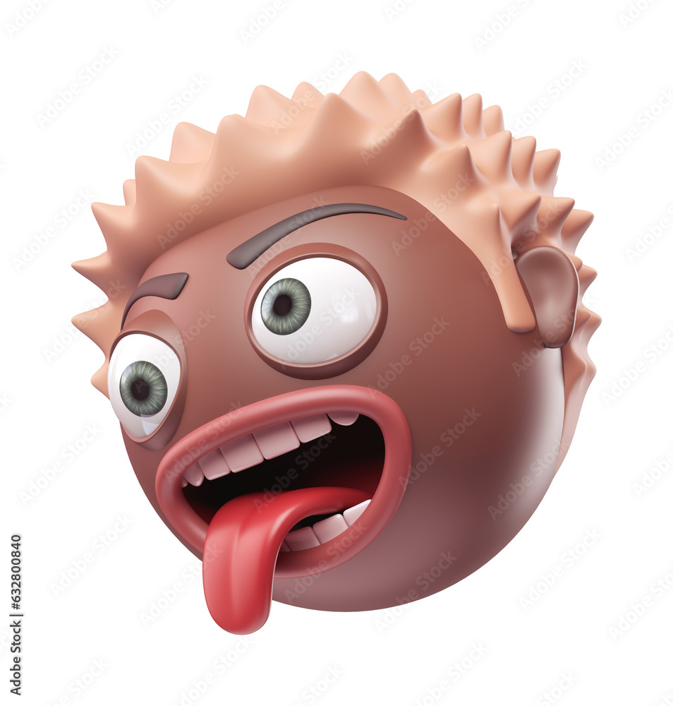 Emoji zany face of funny black african american man. Cartoon smiley on ...