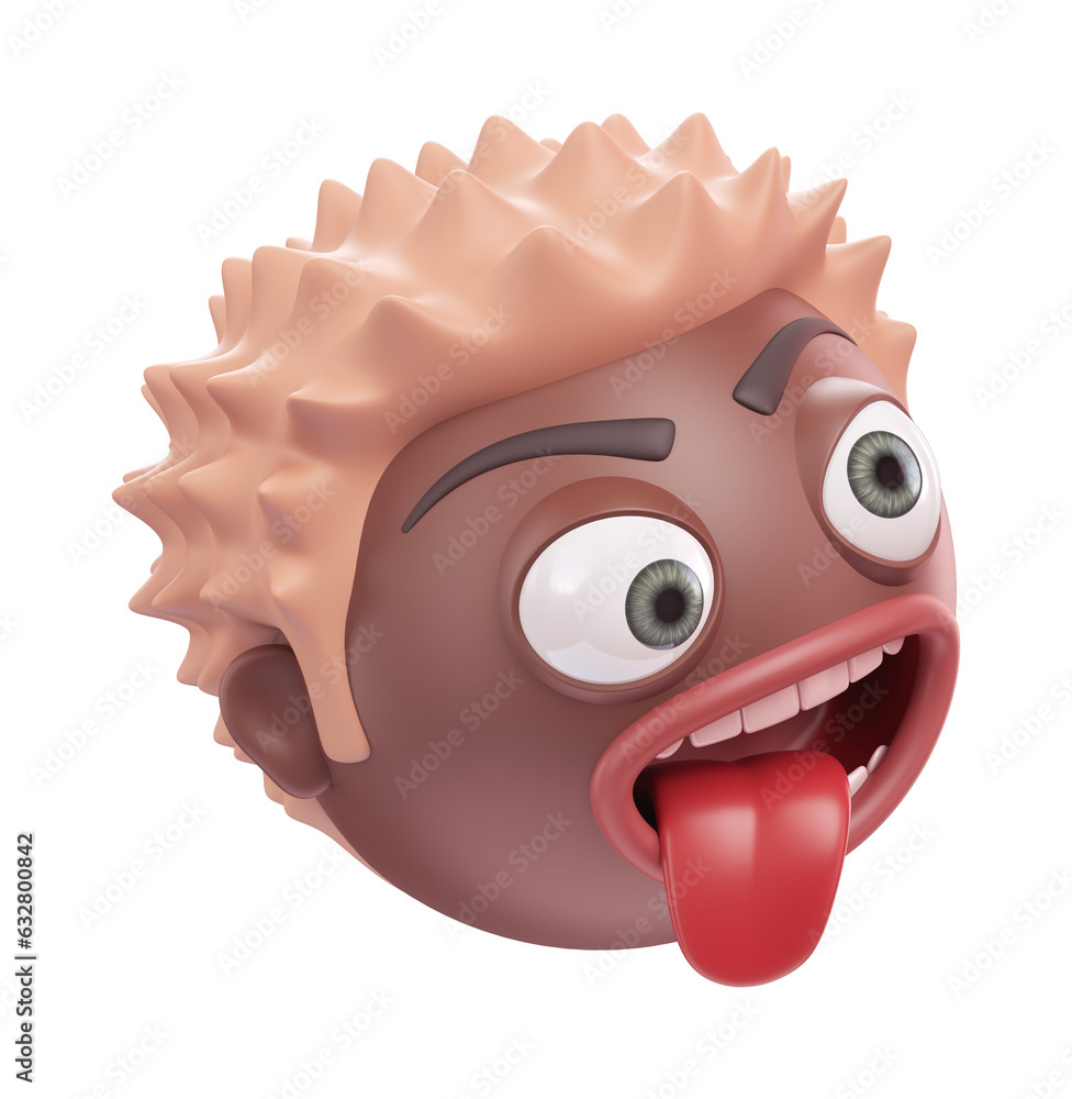 Emoji zany face of funny black african american man. Cartoon smiley on ...