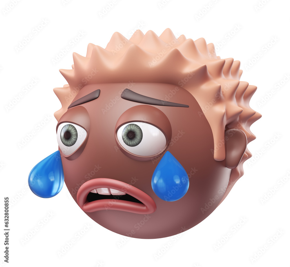 Emoji crying face of funny black african american man. Cartoon smiley ...