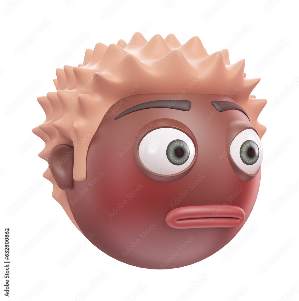 Emoji flushed face of funny black african american man. Cartoon smiley ...