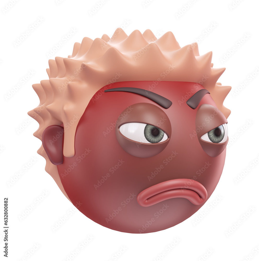 Emoji angry face of funny black african american man. Cartoon smiley on ...