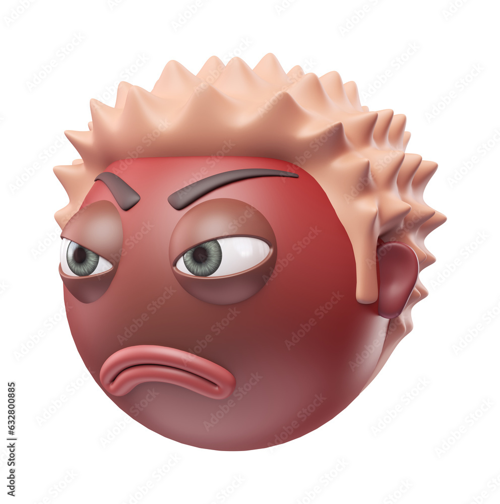 Emoji angry face of funny black african american man. Cartoon smiley on ...