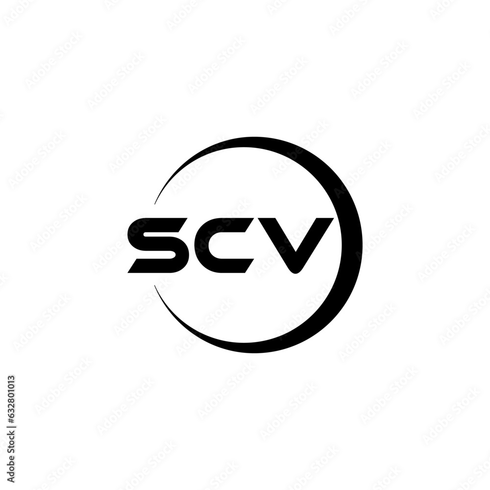 SCV letter logo design with white background in illustrator, cube logo ...