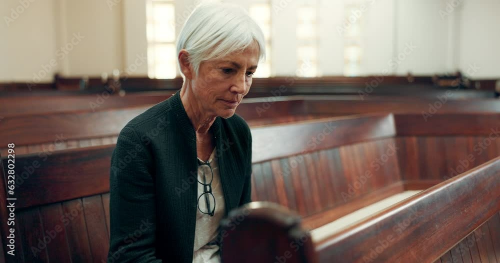 Church, bible or senior Christian woman ready to worship God, holy ...