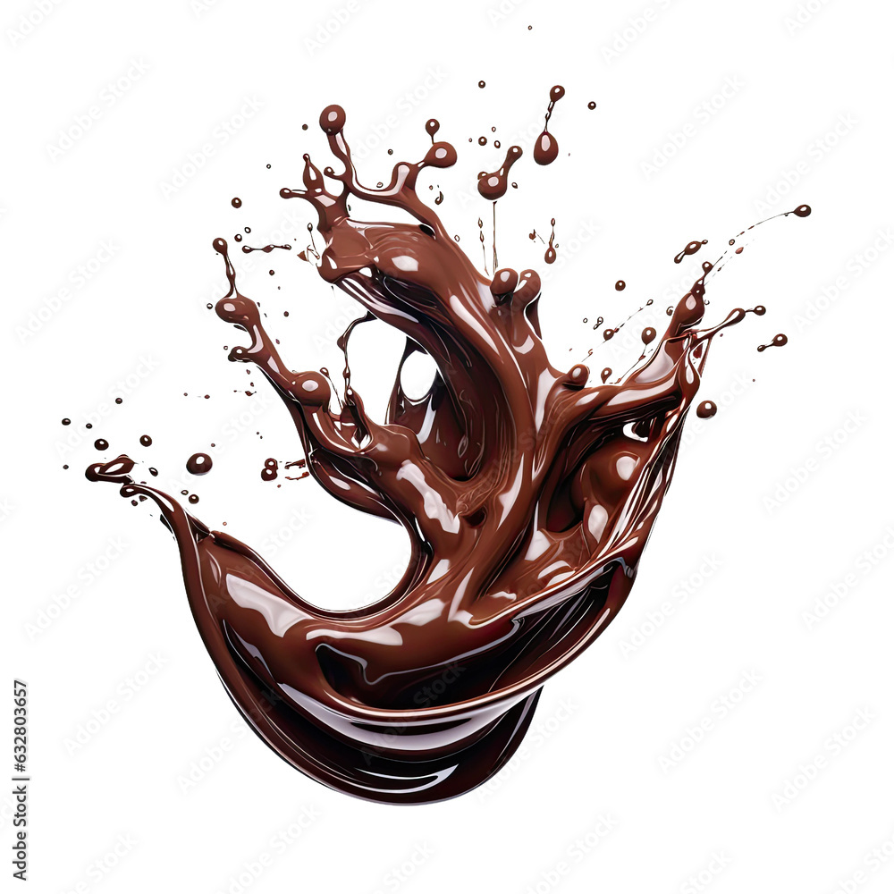 dripping molten chocolate milk splash frozen in an abstract futuristic ...