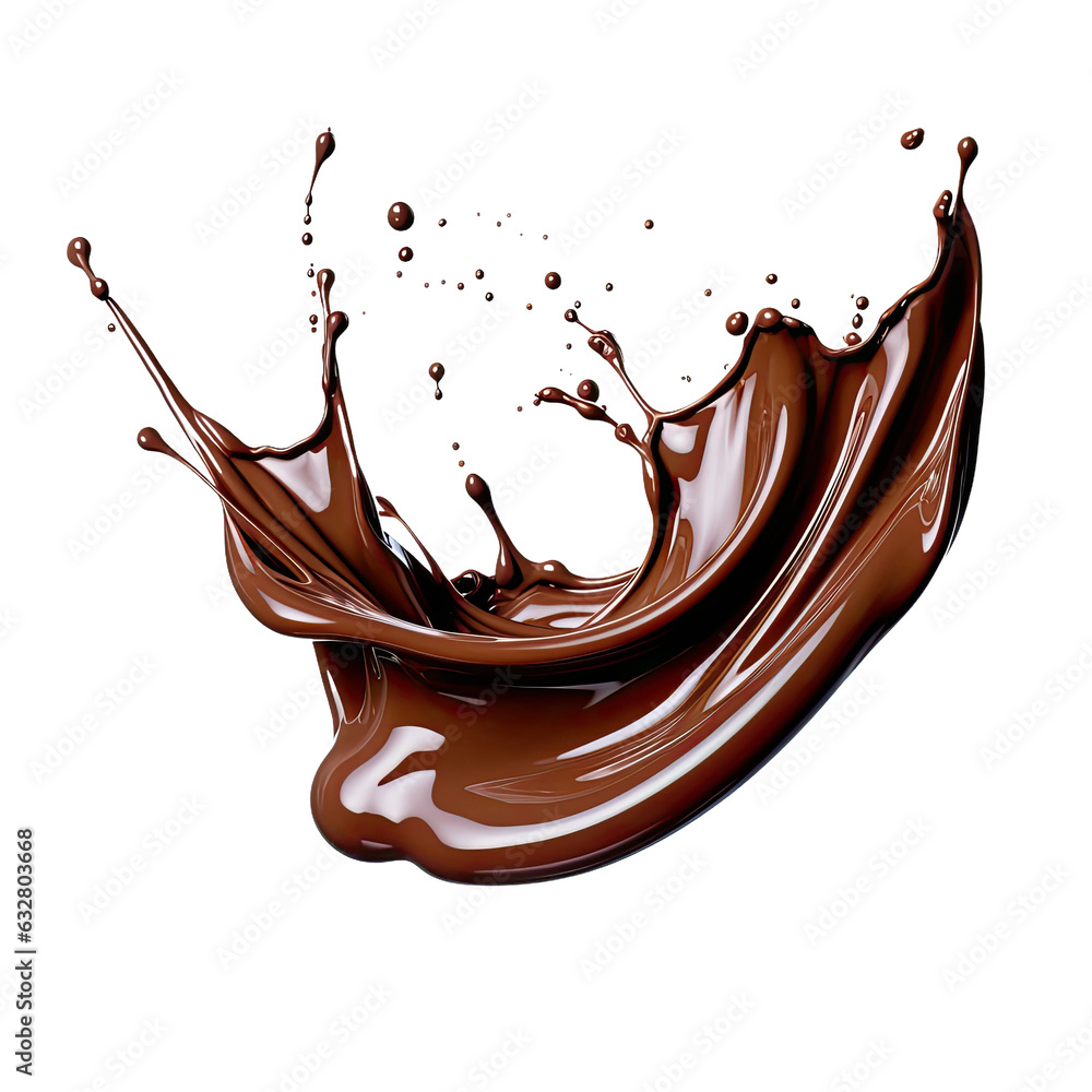 dripping molten chocolate milk splash frozen in an abstract futuristic ...