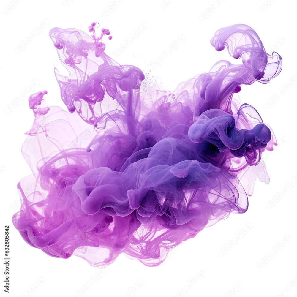 shimmering violet vapor cloud puff frozen in an abstract futuristic 3d ...