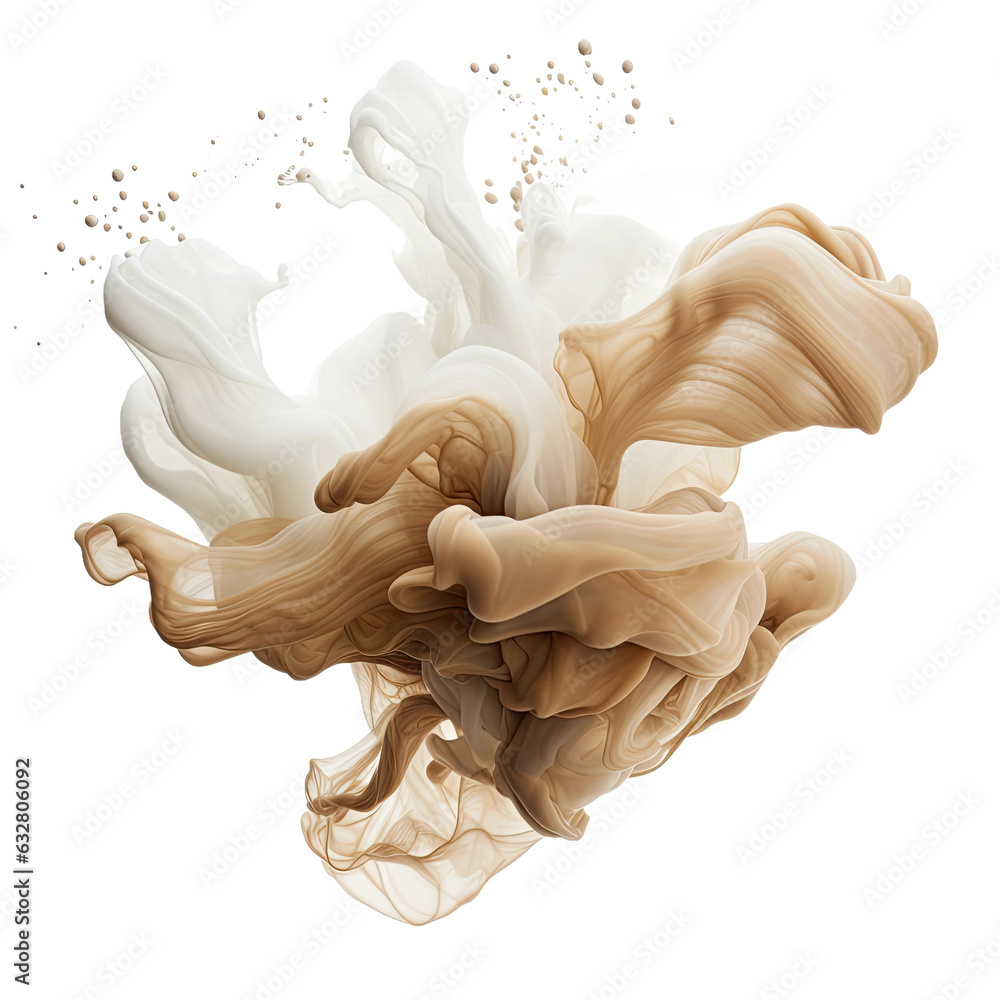 swirling espresso and cream clouds frozen in an abstract futuristic 3d ...