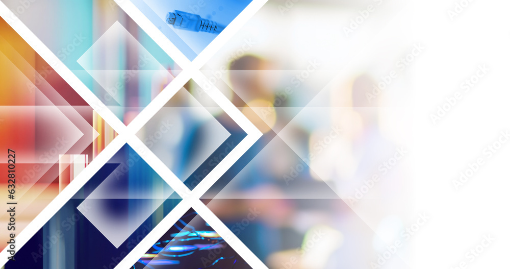 collage of various blurry abstract images as business technology ...