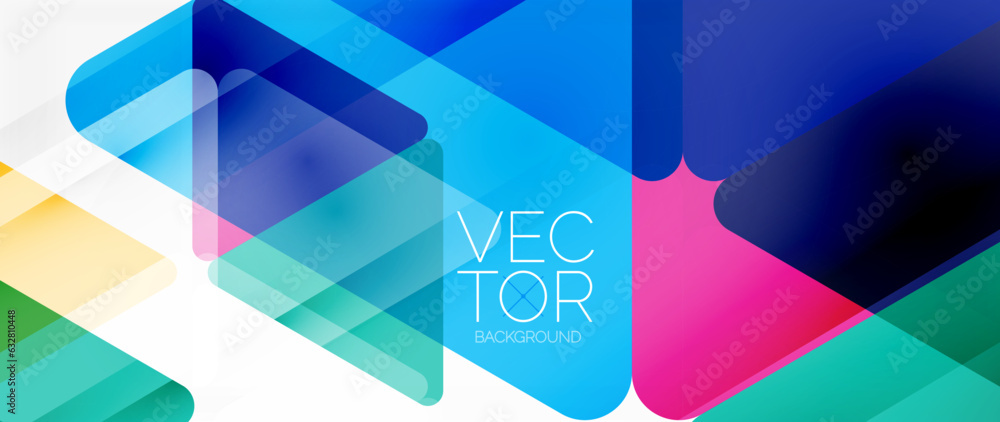 Abstract background. Color transparent triangles in mosaic style with ...