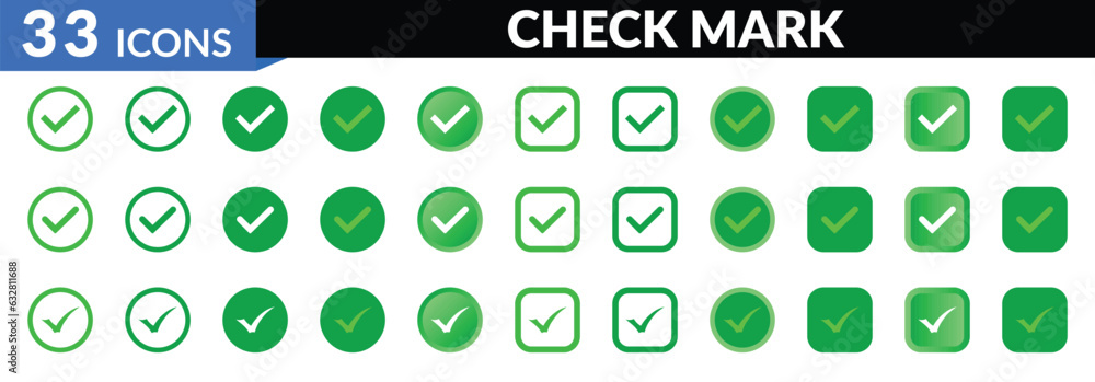 Check mark natural green button set. Check mark green symbol icon set ...