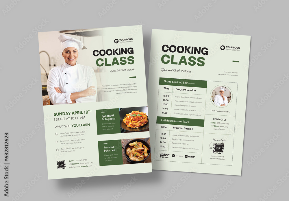 Cooking Class Education Flyer Template Stock Template | Adobe Stock