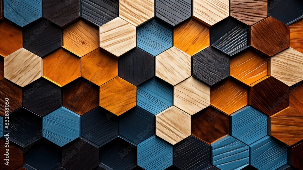 Hexagon of wood pattern background. Old wooden texture in honeycomb ...