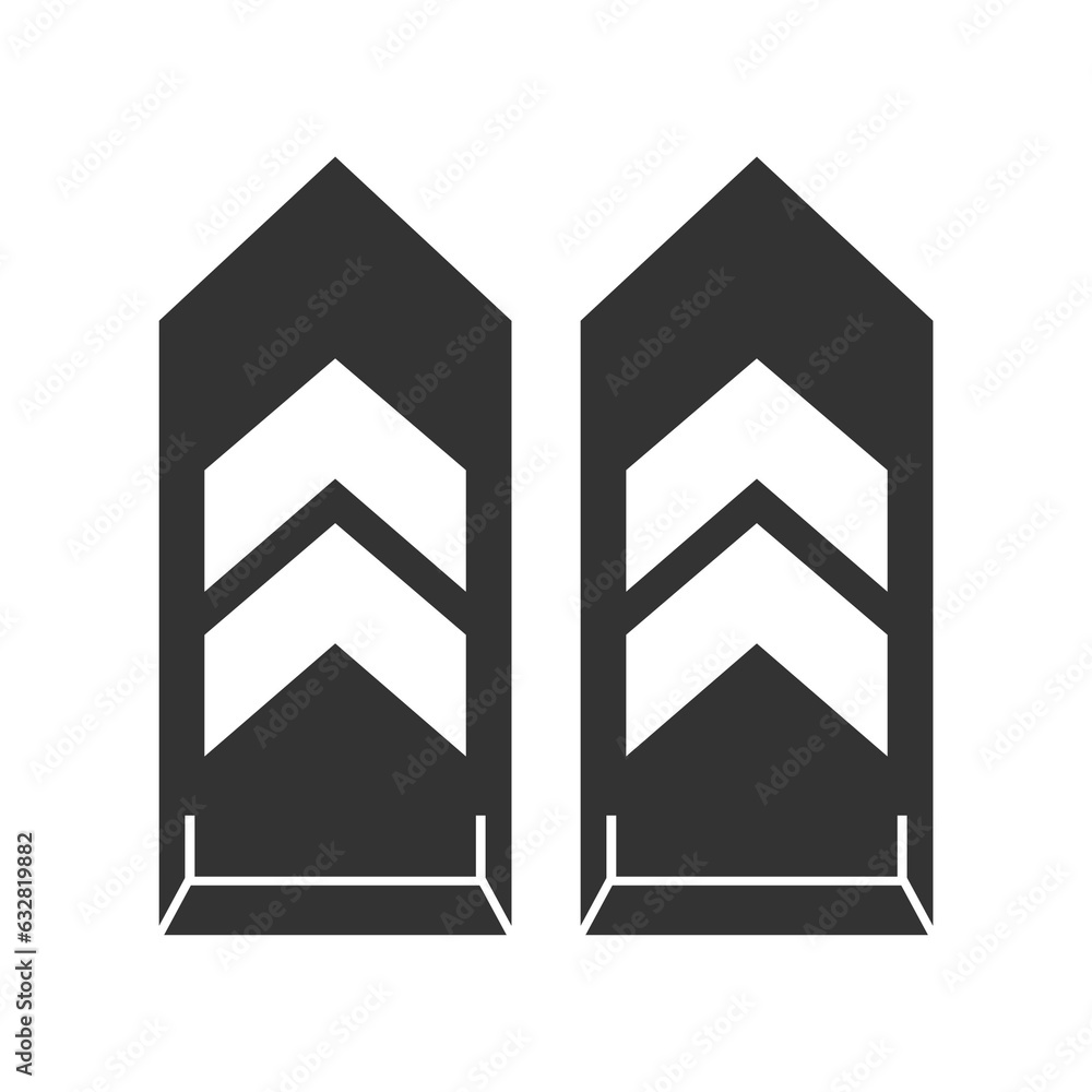 Vector illustration of military rank icon in dark color and transparent ...