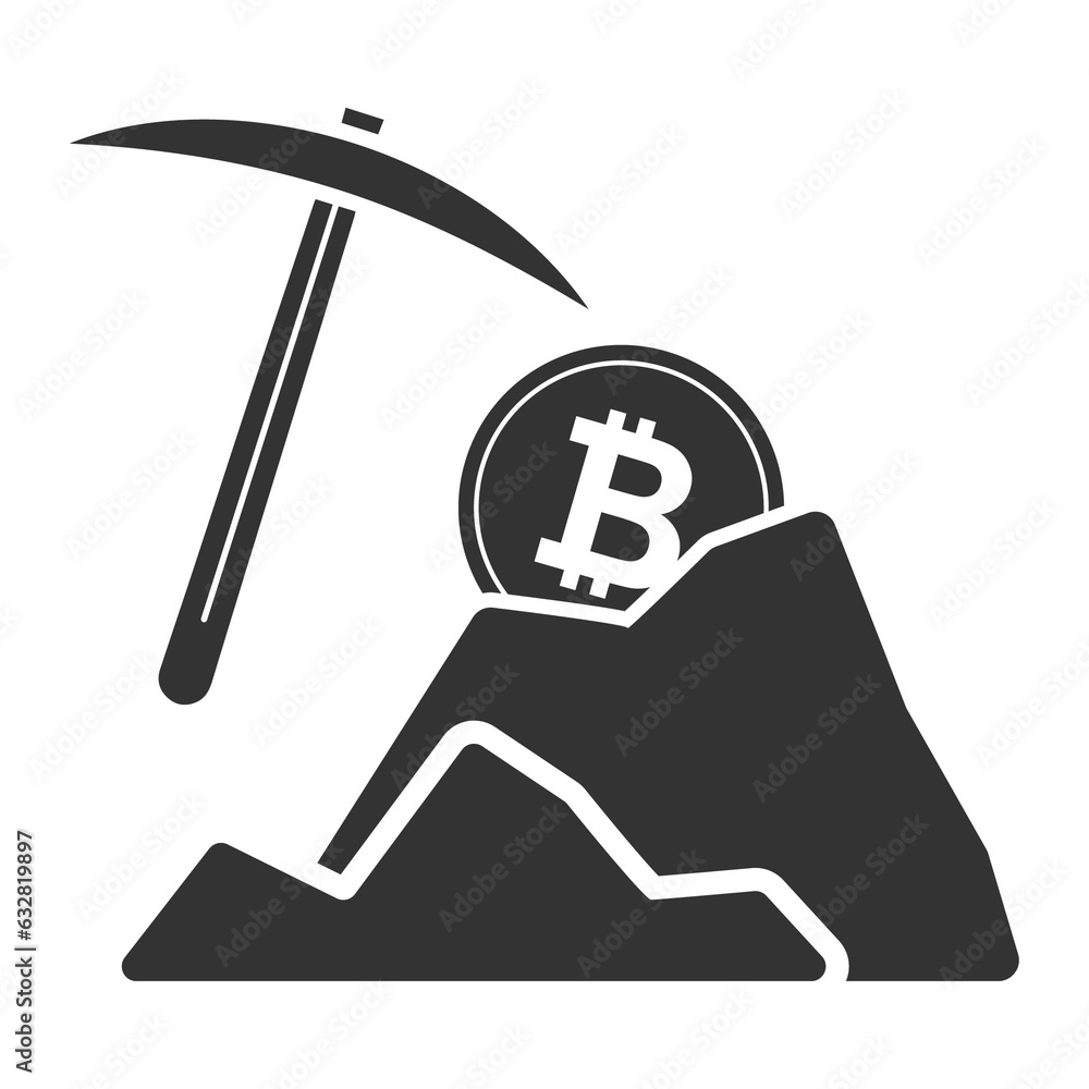 Vector illustration of bitcoin miner icon in dark color and transparent ...
