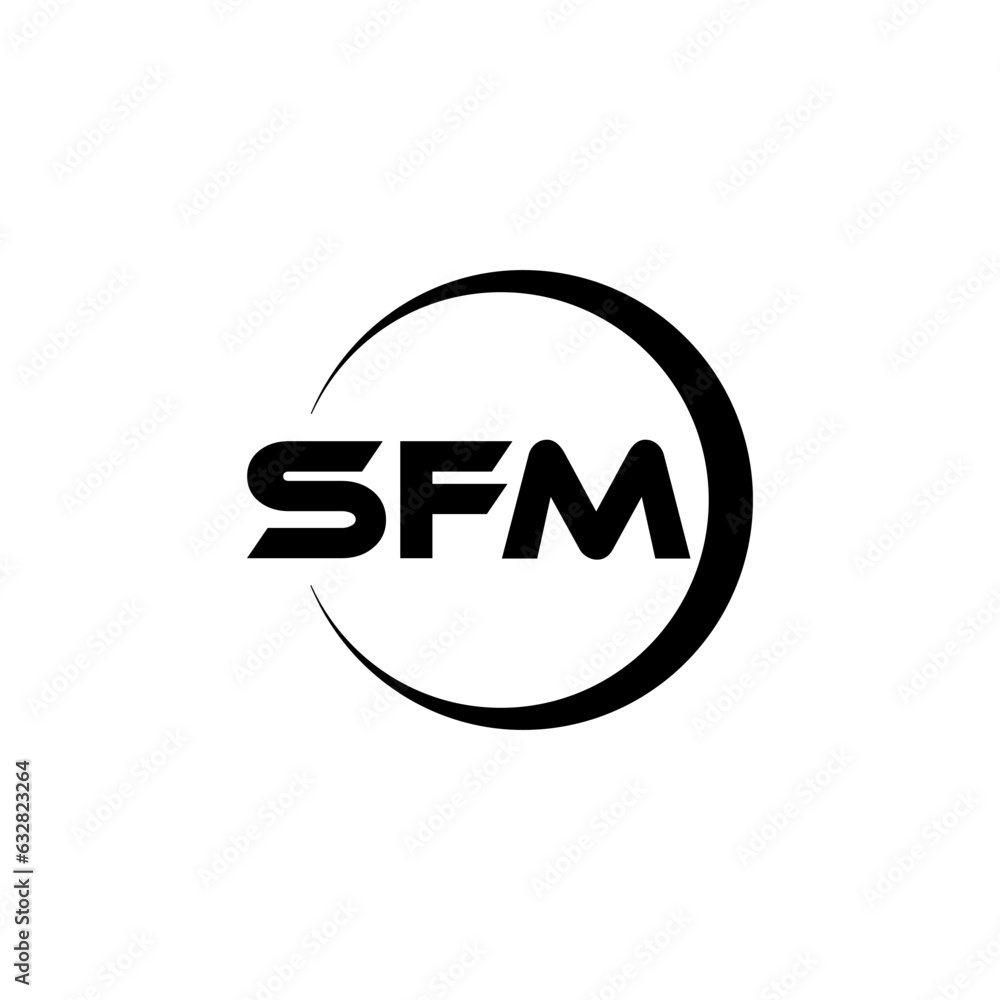 SFM letter logo design with white background in illustrator, cube logo ...