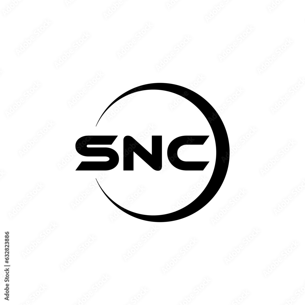 SNC letter logo design with white background in illustrator, cube logo ...