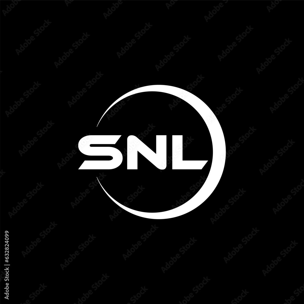 SNL letter logo design with black background in illustrator, cube logo ...