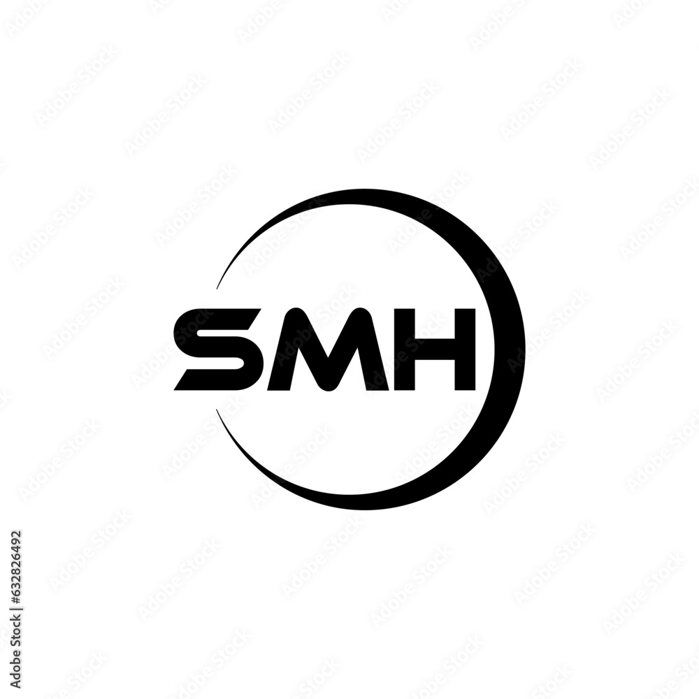SMH letter logo design with white background in illustrator, cube logo ...