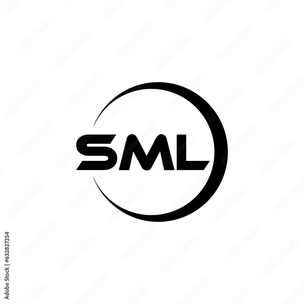 SML letter logo design with white background in illustrator, cube logo ...