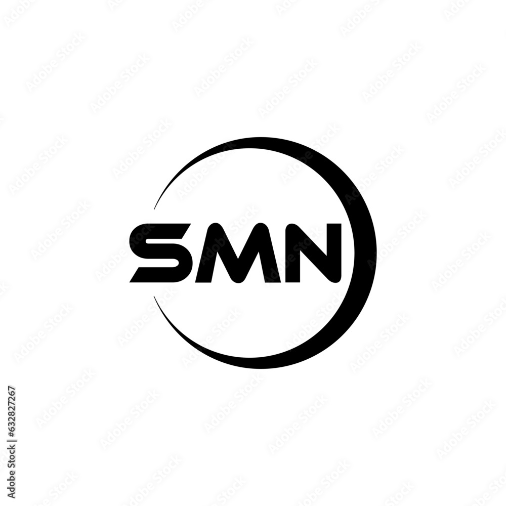 SMN letter logo design with white background in illustrator, cube logo ...