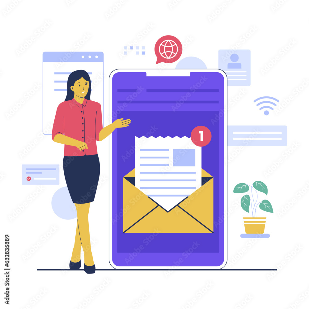 Email inbox concept illustration. Flat vector illustration isolated on ...