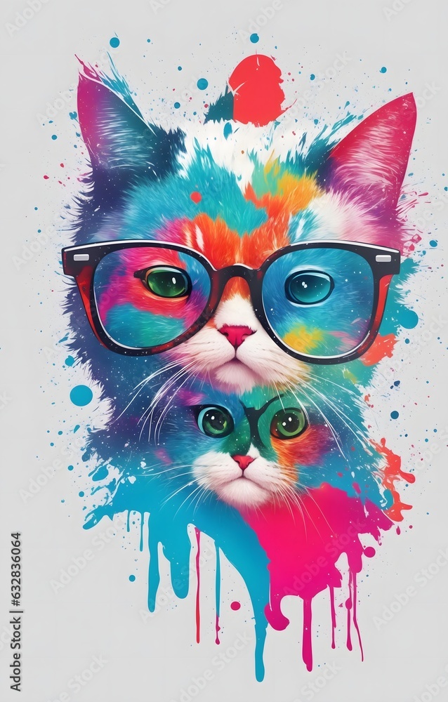 Cat Wearing Glasses Vector Cartoon. illustration of a hilarious cute ...