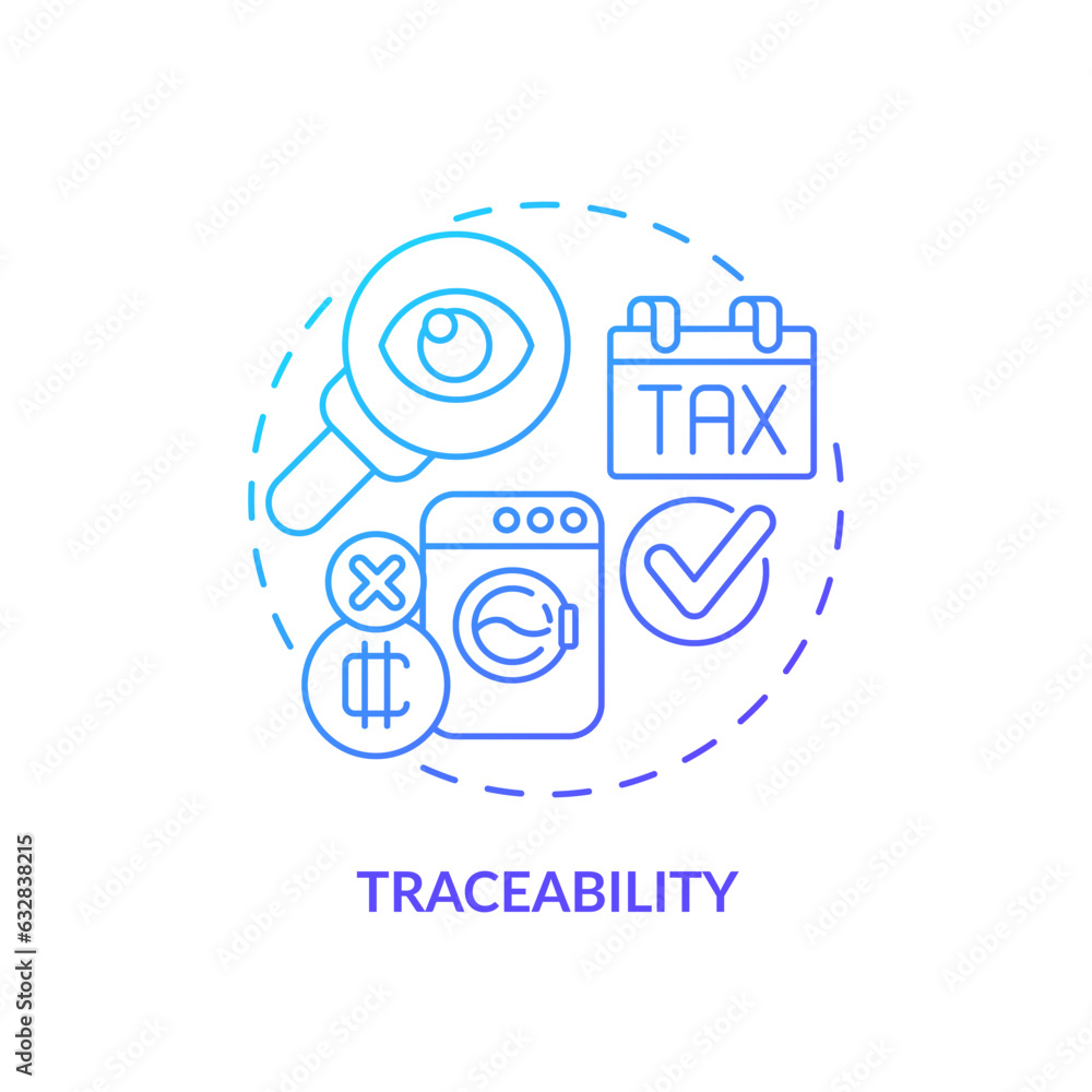 2D traceability gradient thin line icon concept, isolated vector ...