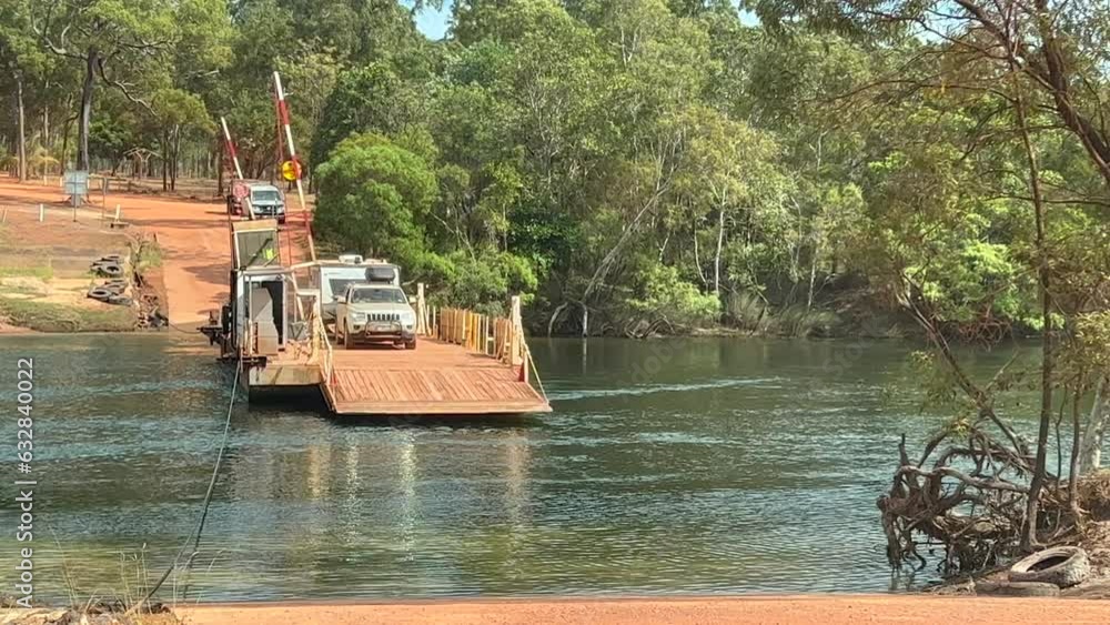 CAPE YORK, QLD - JUNE 18 2023:Jardine River Ferry crossing. Jardine ...