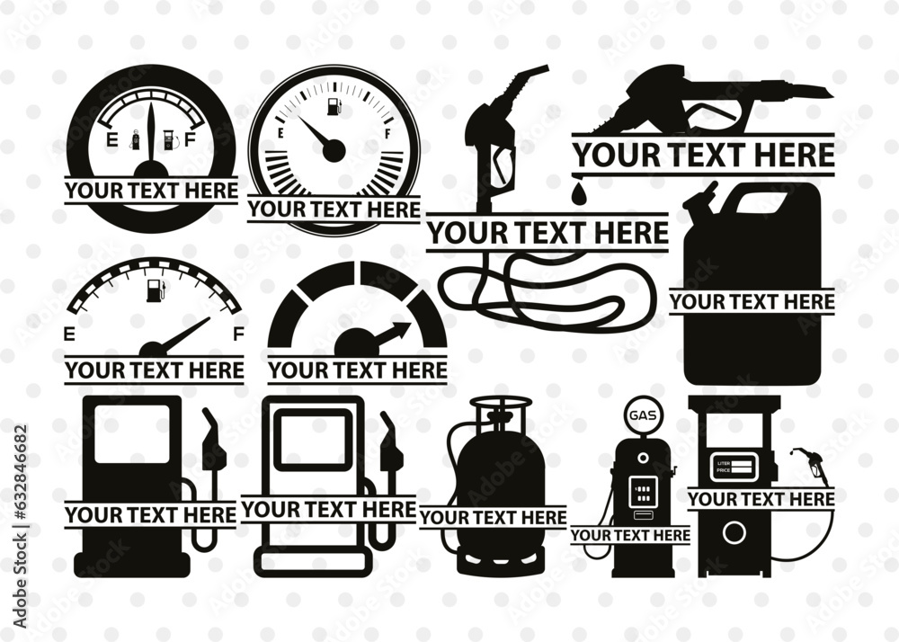 Vetor de Gas Tank Split Monogram, Indicator Gas Tank Silhouette, Gas ...