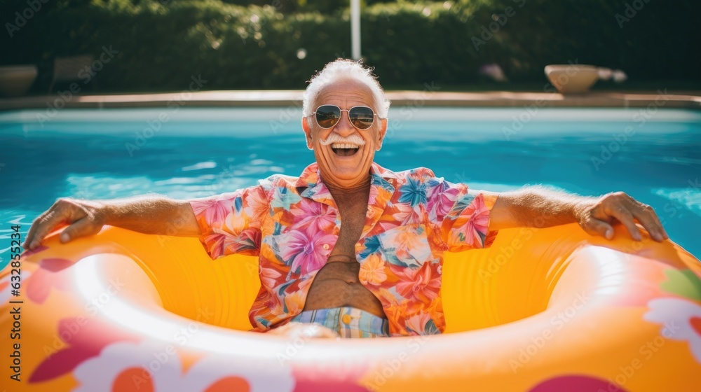 Photography of a pleased, man in his 70s that is wearing a bright ...