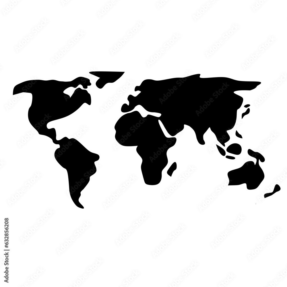 silhouette cartoon world map icon element design Stock Vector | Adobe Stock