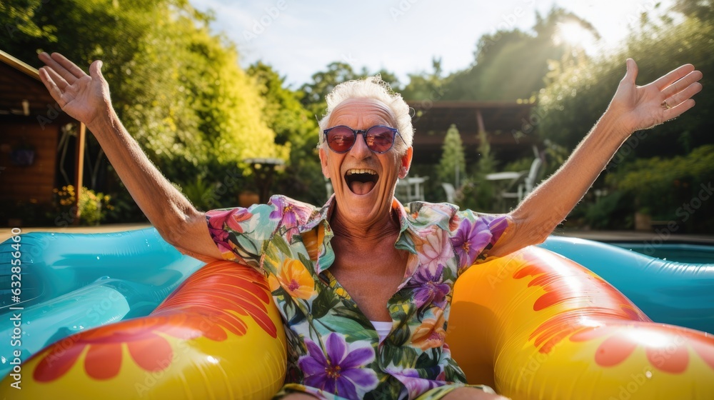 Photography of a pleased, man in his 70s that is wearing a bright ...