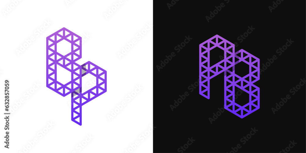 Letters BP and PB Polygon Logo Set, suitable for business related to ...