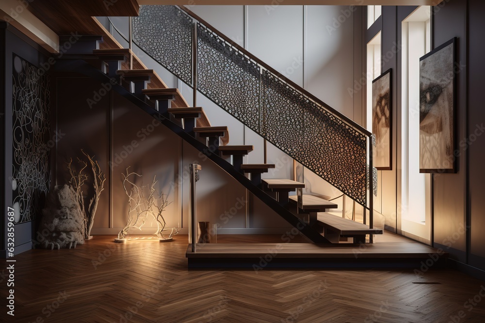 Staircase: Create a set of images that showcase a striking, sculptural ...