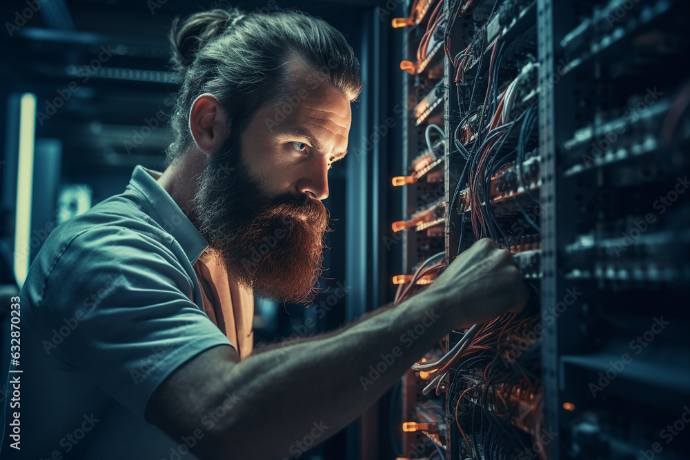 Generative ai collage photo of professional it sapecialist repair ...