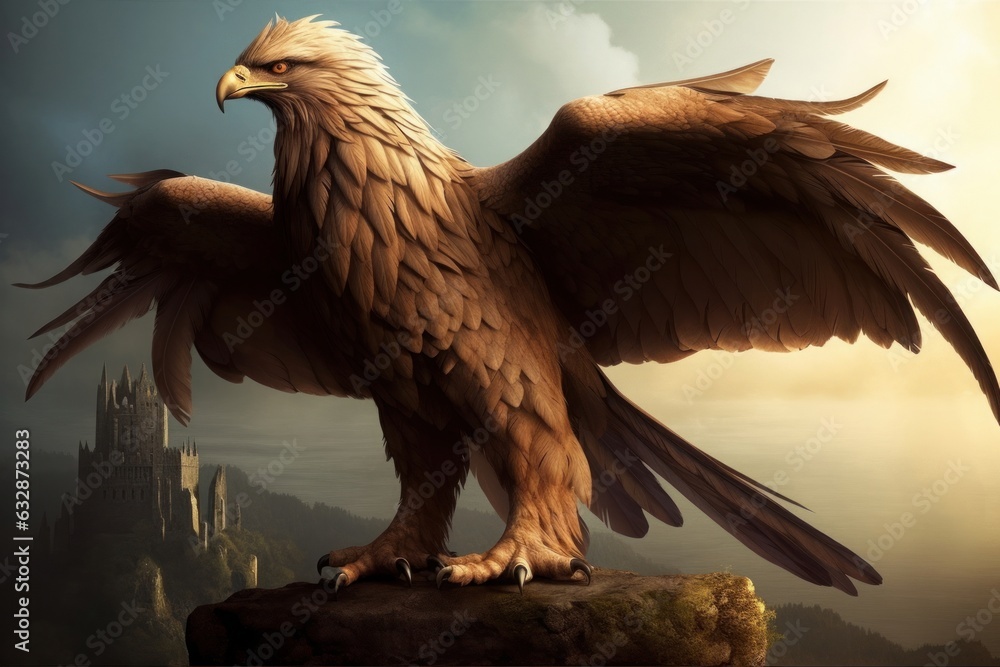 Generative AI illustration of legendary griffin also known as griffon ...