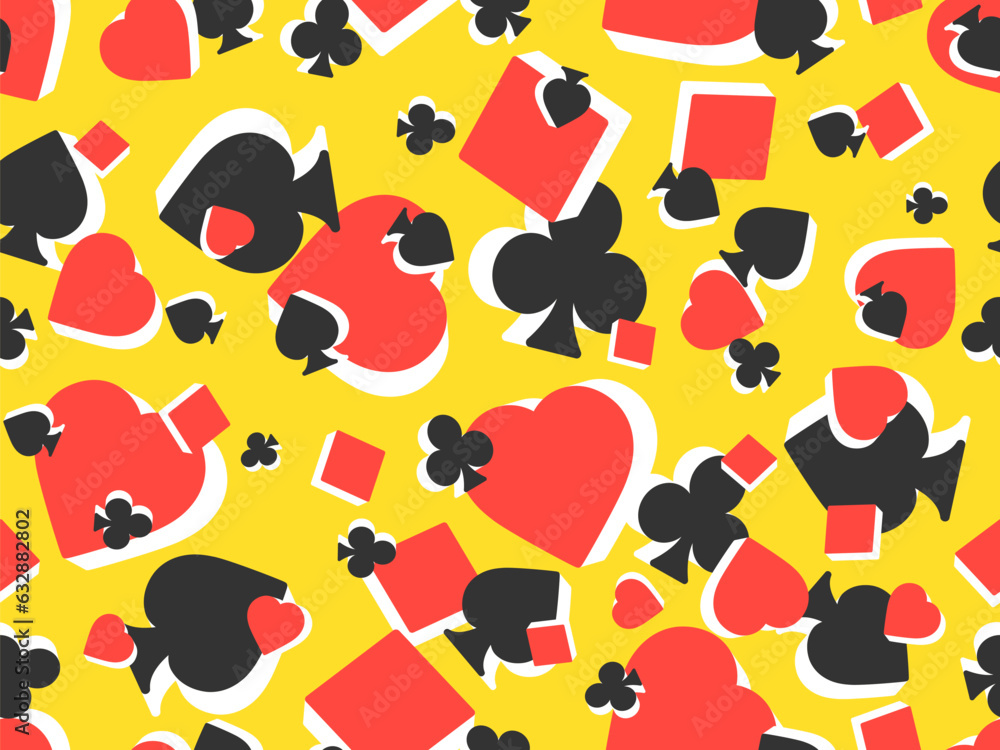 Seamless pattern with card suits: diamonds, hearts, clubs, spades in 3d ...