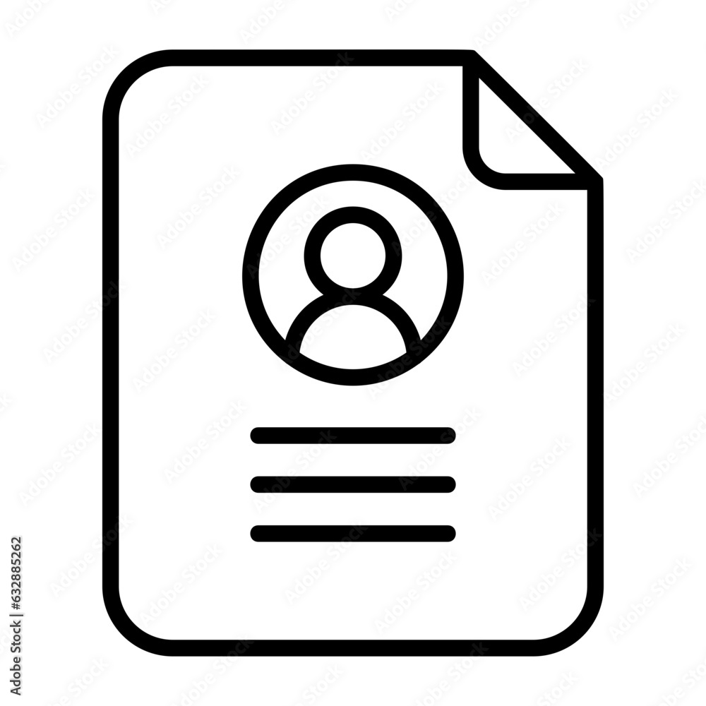 Resume, CV, biodata, employment record, career summary icon Stock ...