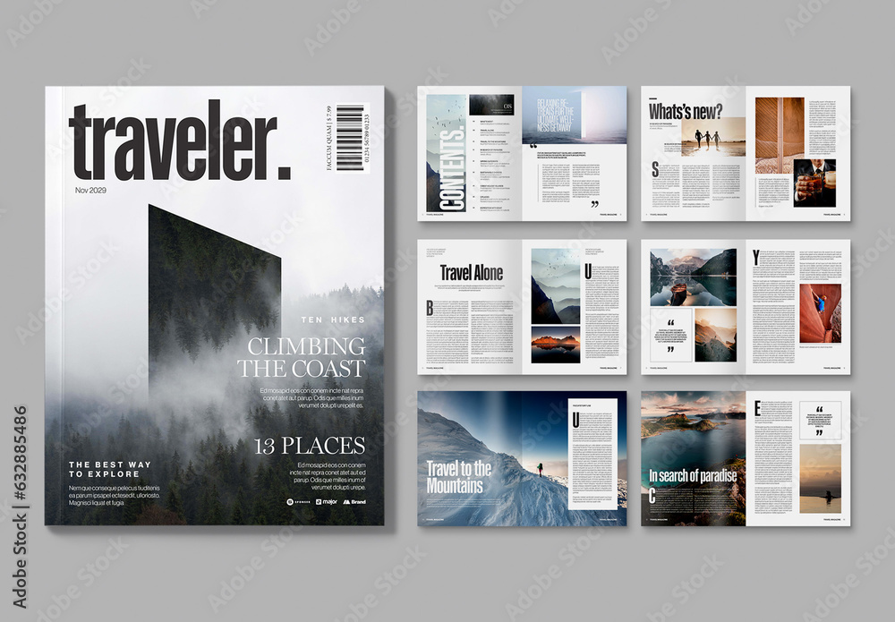 Modern Magazine Layout Stock Template | Adobe Stock