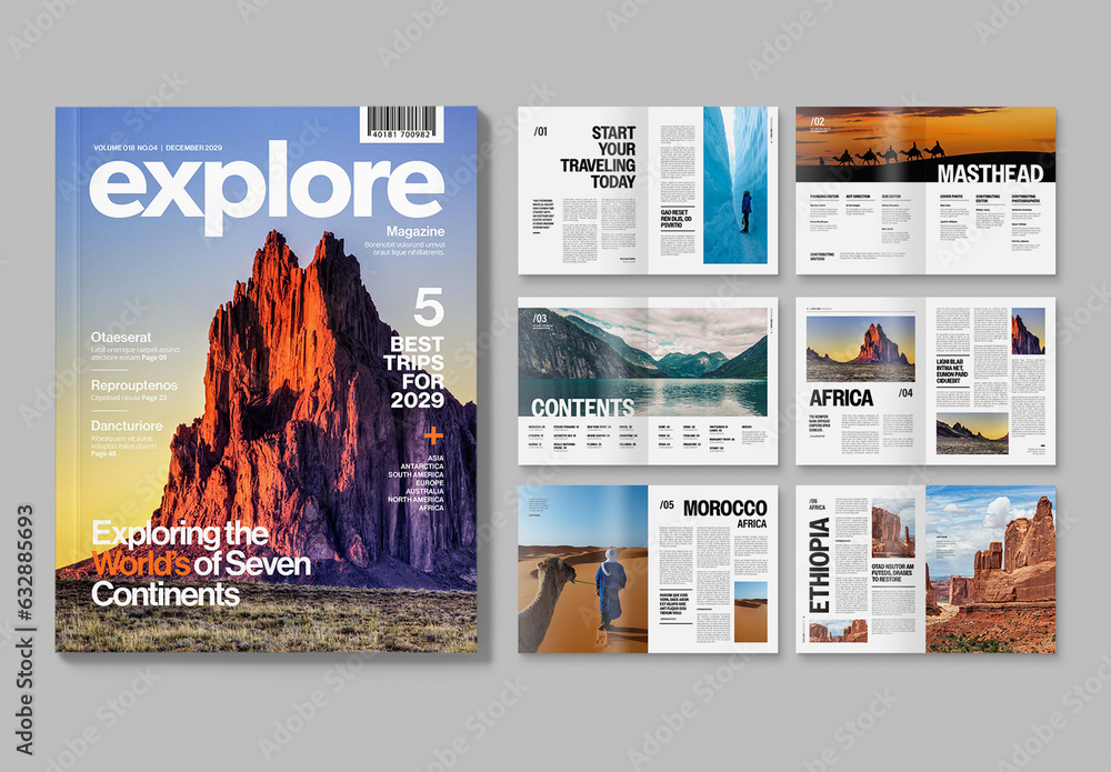 Travel Magazine Design Layouts Travel Magazine Template 09