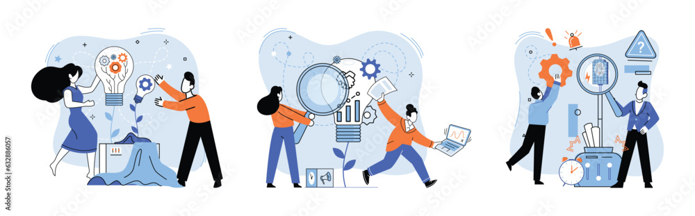 Team solving complex problems. Teamwork vector illustration metaphor ...