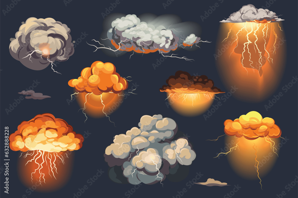 Storm set in the flat cartoon style. A stunning set of illustrations on ...